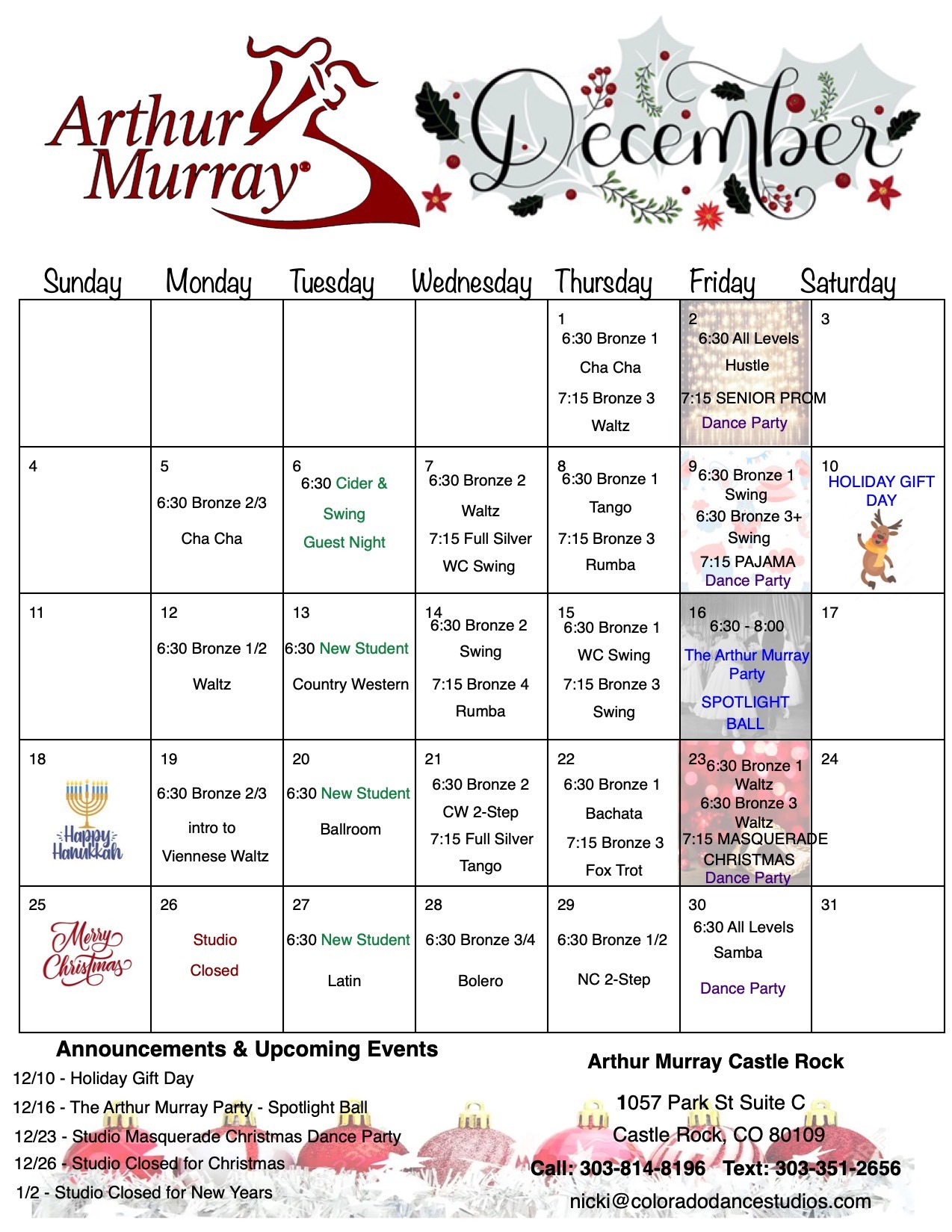 Calendar | Dance Lessons For Adults | Arthur Murray Dance Studio in ...
