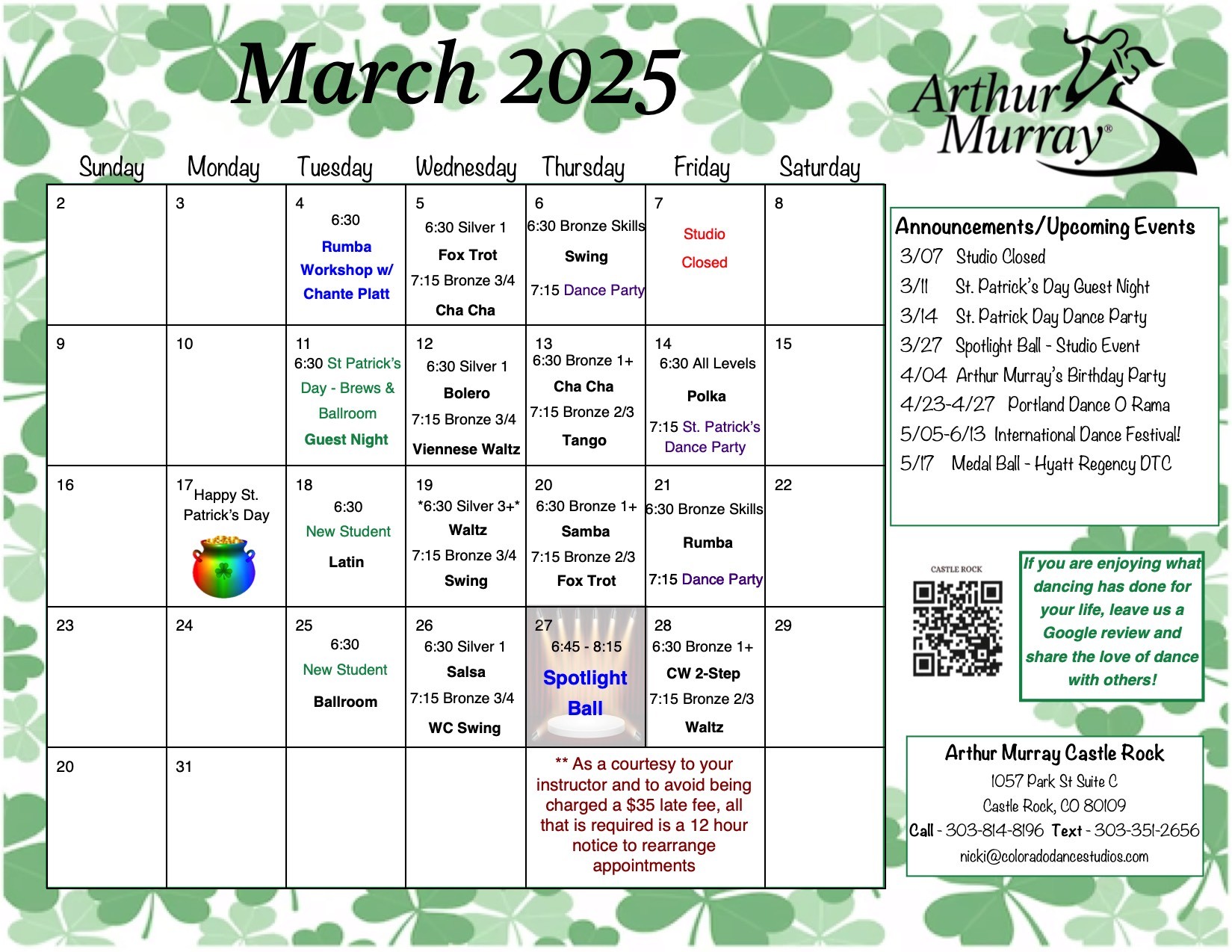 Calendar | Dance Lessons For Adults | Arthur Murray Dance Studio in ...